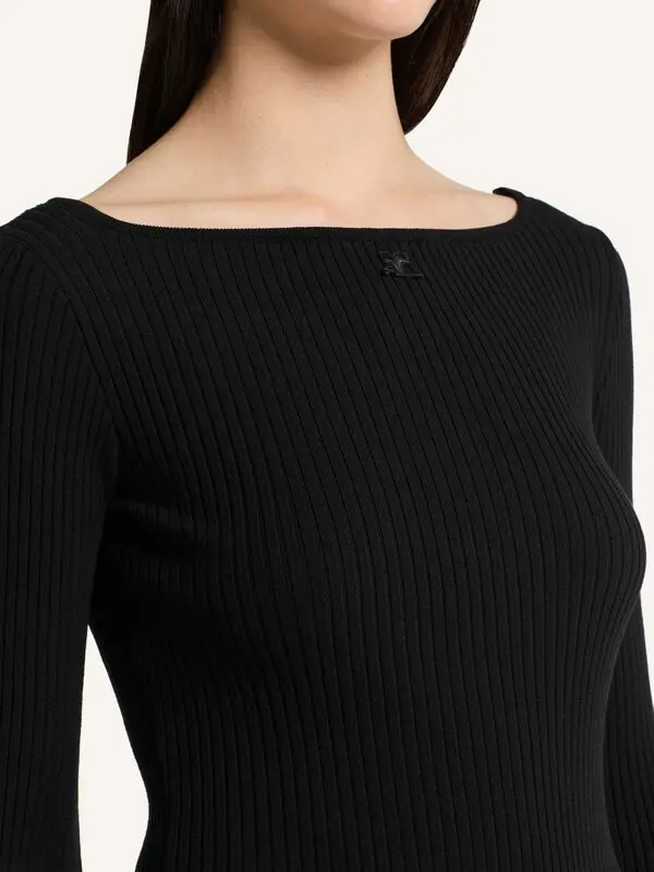 COURREGES Courrèges Square Neck Rib Knit Sweater