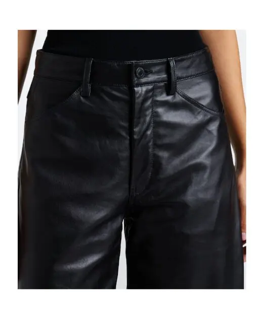 NILI LOTAN Leather Barrel-leg Pants