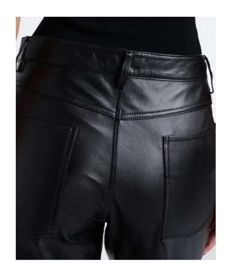NILI LOTAN Leather Barrel-leg Pants