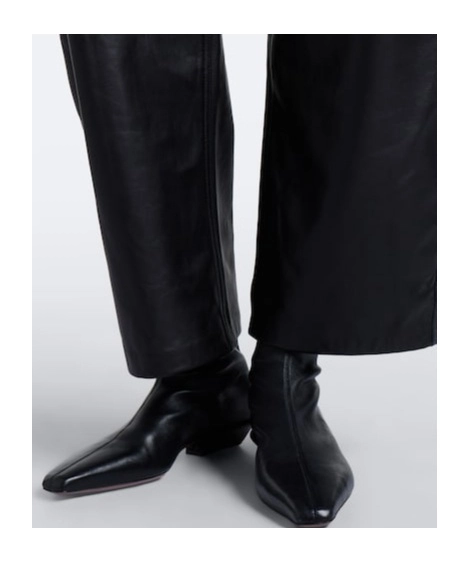 NILI LOTAN Leather Barrel-leg Pants