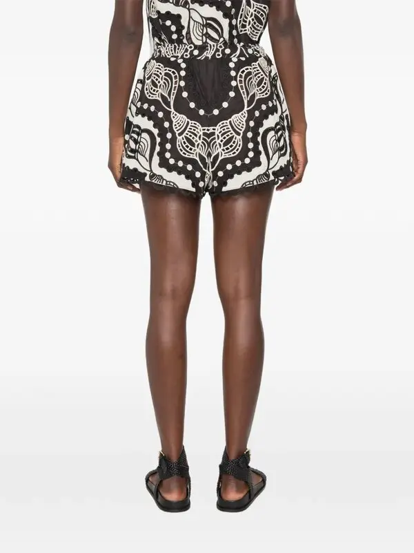 Farm Rio Scallop-edge Seashell-print Shorts