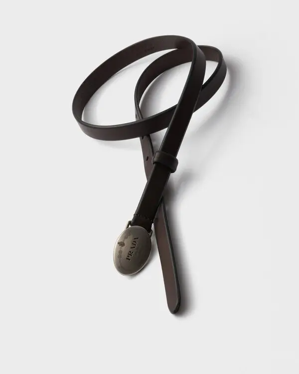 Prada Oval-buckle Belt - Coffee
