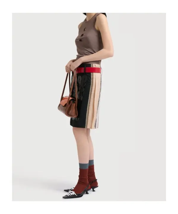 Marni Poplin Skirt With Disco Sequins