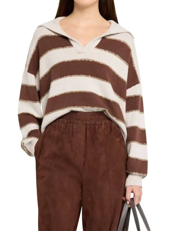 Brunello Cucinelli Striped Cropped Jumper