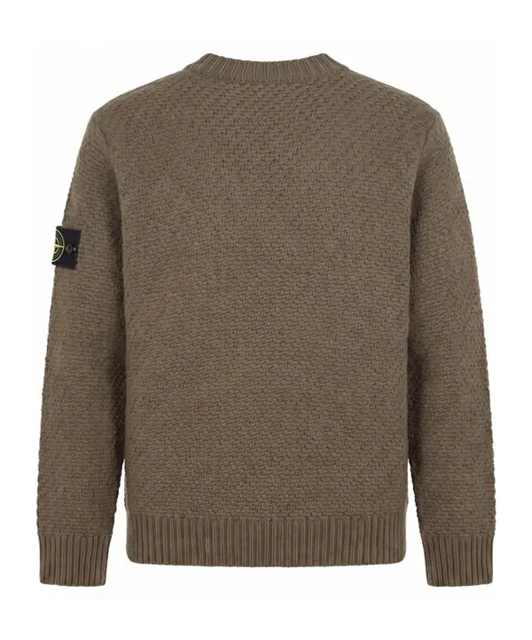 Stone Island Textured Crew Neck Knitted Sweater