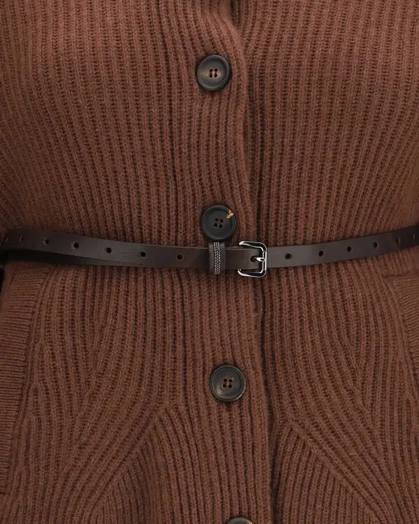 Brunello Cucinelli Belted Ribbed-knit Cardigan
