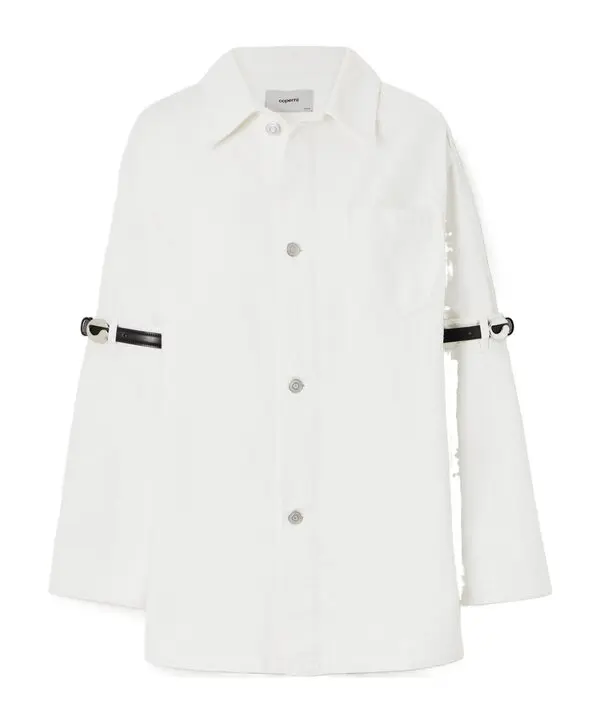 Coperni Oversized Leather-trimmed Paneled Denim Jacket