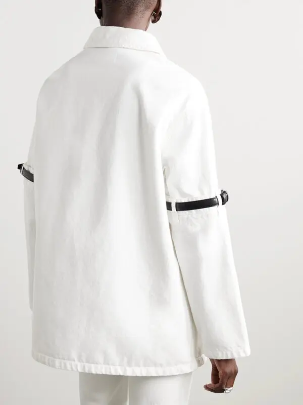 Coperni Oversized Leather-trimmed Paneled Denim Jacket