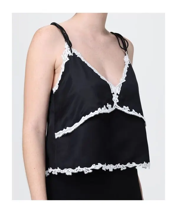 Pinko Lace-trim Tie-strap Camisole Blouse