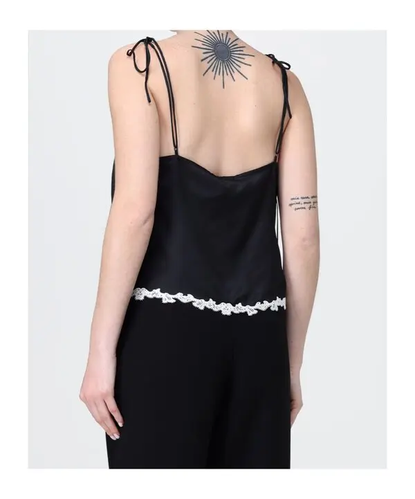 Pinko Lace-trim Tie-strap Camisole Blouse