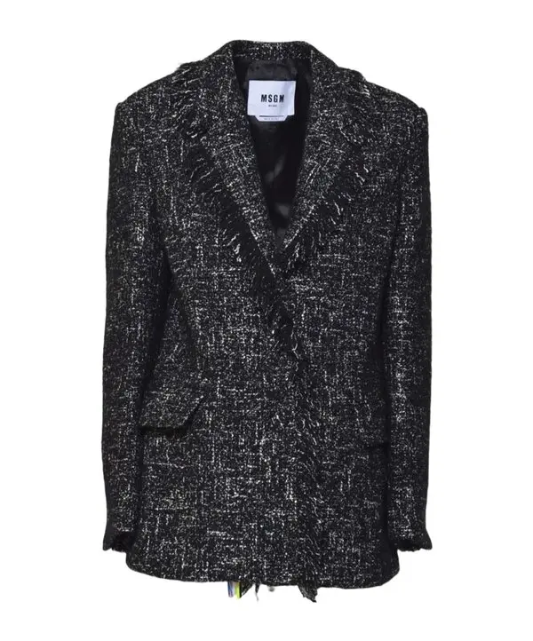 MSGM Fringed Tweed Blazer