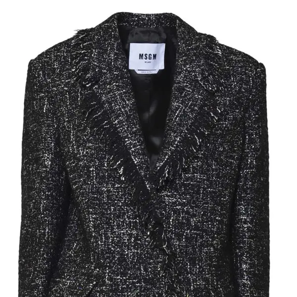 MSGM Fringed Tweed Blazer