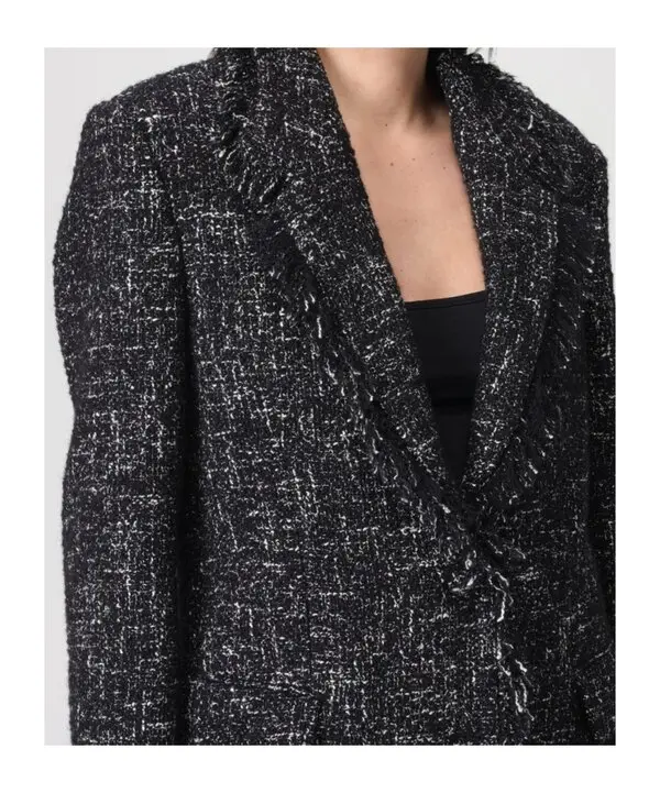 MSGM Fringed Tweed Blazer