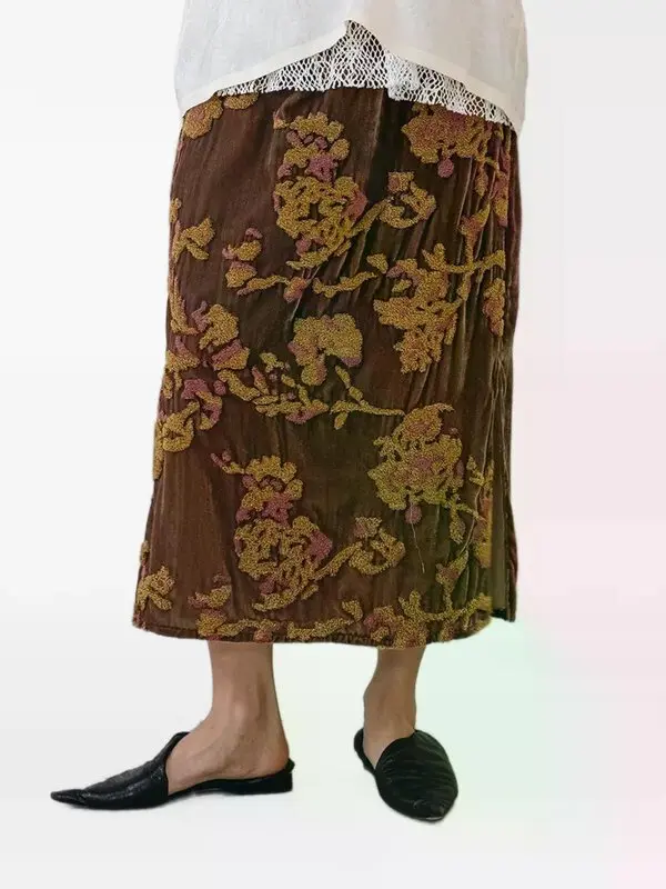 MULLER OF YOSHIOKUBO Loop-embroidered Velvet Skirt