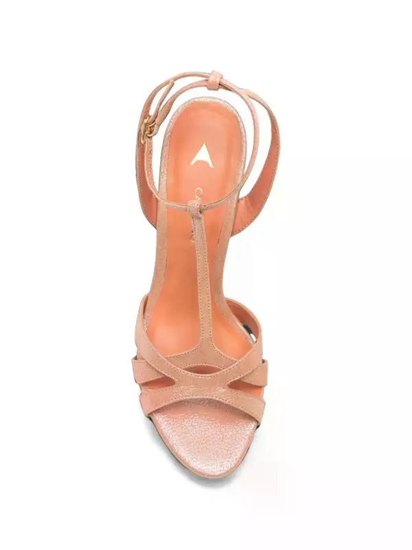 ANDREA CARRANO T-bar Crackled-effect Sandals