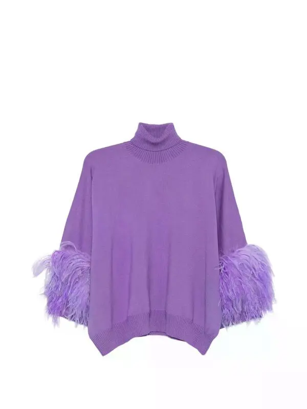 Alberta Ferretti Feather-trim Roll-neck Sweater