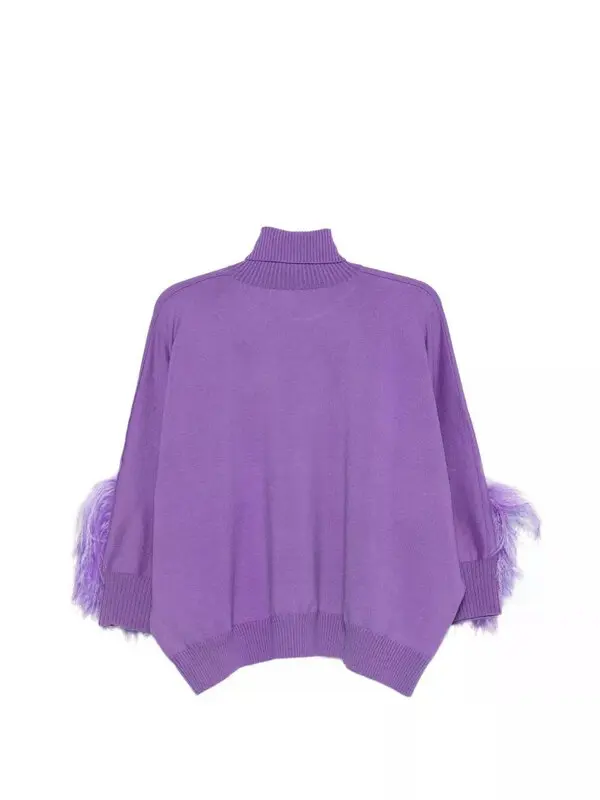 Alberta Ferretti Feather-trim Roll-neck Sweater