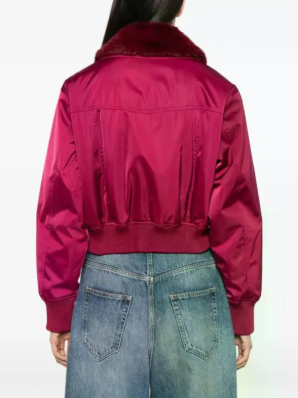 Patrizia Pepe Faux-fur Collar Satin Bomber Jacket