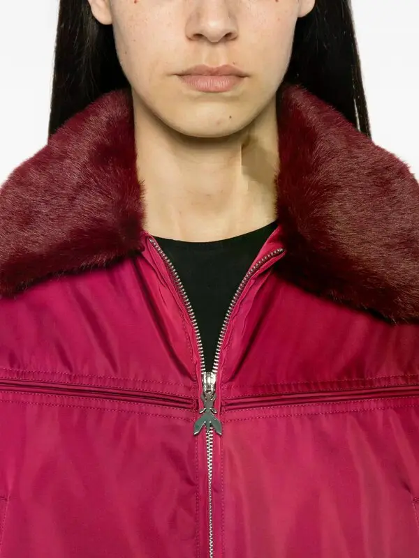 Patrizia Pepe Faux-fur Collar Satin Bomber Jacket
