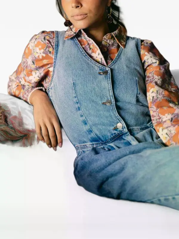 FAVORITE PEOPLE Old Bike Pleated Denim Jumpsuit