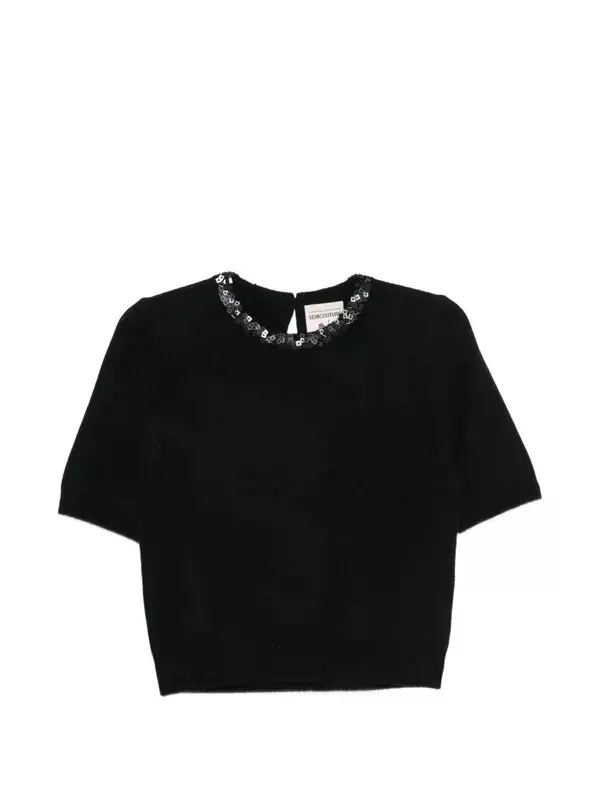 SEMICOUTURE Sequin-embellished Short-sleeve T-shirt