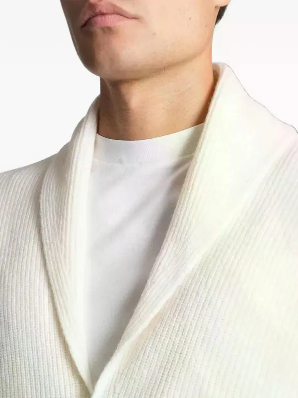 BALLANTYNE Ribbed-knit Shawl-collar Cardigan