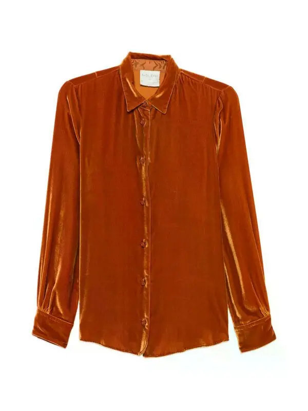 FORTE_FORTE Velvet Knot-button Blouse