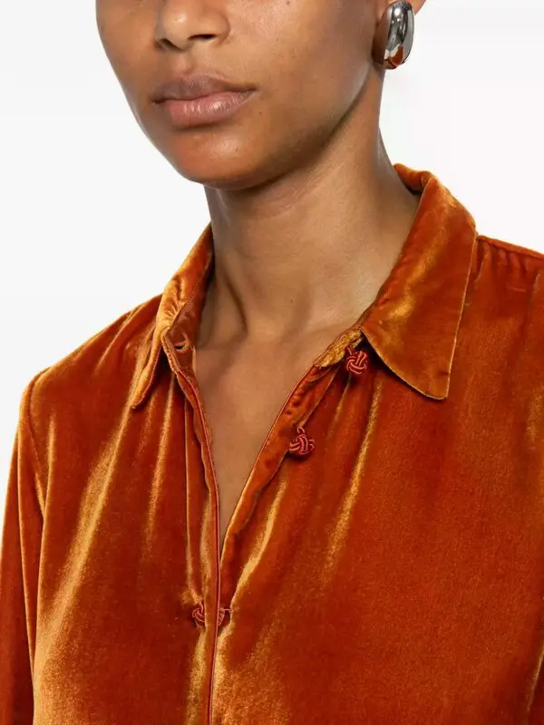 FORTE_FORTE Velvet Knot-button Blouse