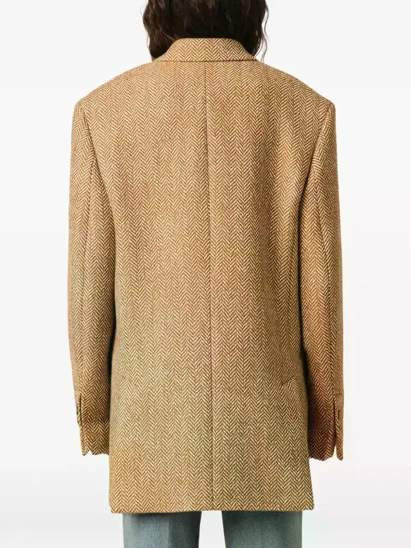 AMI Paris Double Breasted Herringbone Wool Blazer