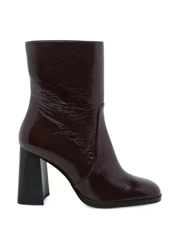 STUART WEITZMAN Patent-finish Block-heel Ankle Boots - Red