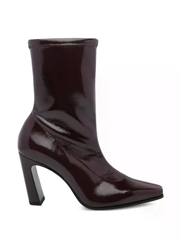 STUART WEITZMAN Patent-finish Square-toe Boots - Red