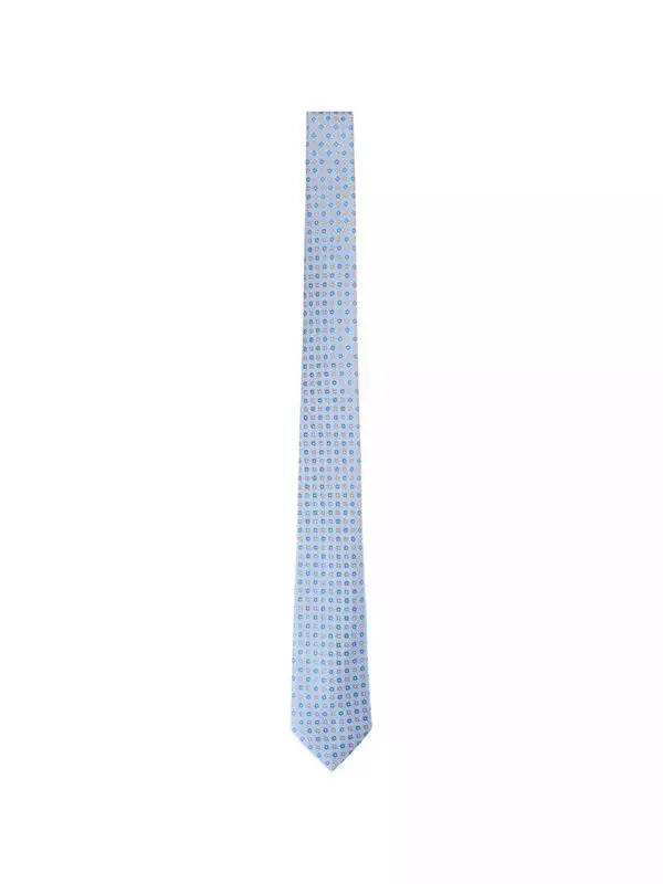 Canali Geometric-pattern Silk Tie - Blue