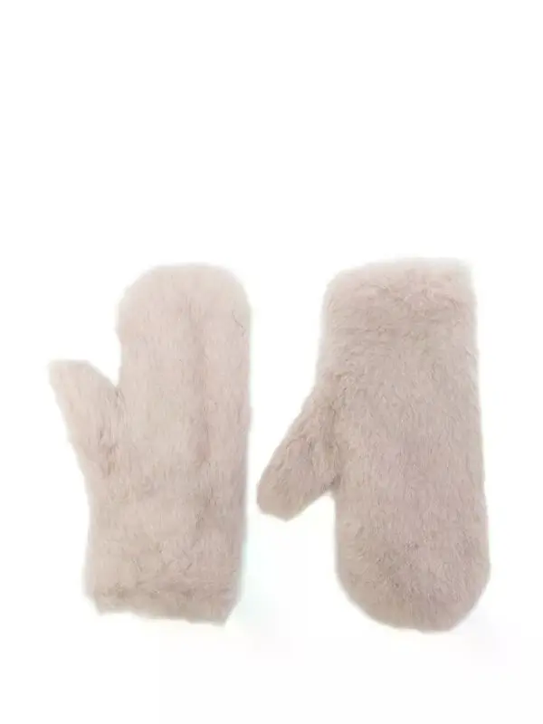 Max Mara Fur-textured Mittens - Neutrals