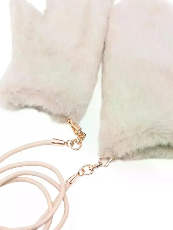 Max Mara Fur-textured Mittens - Neutrals