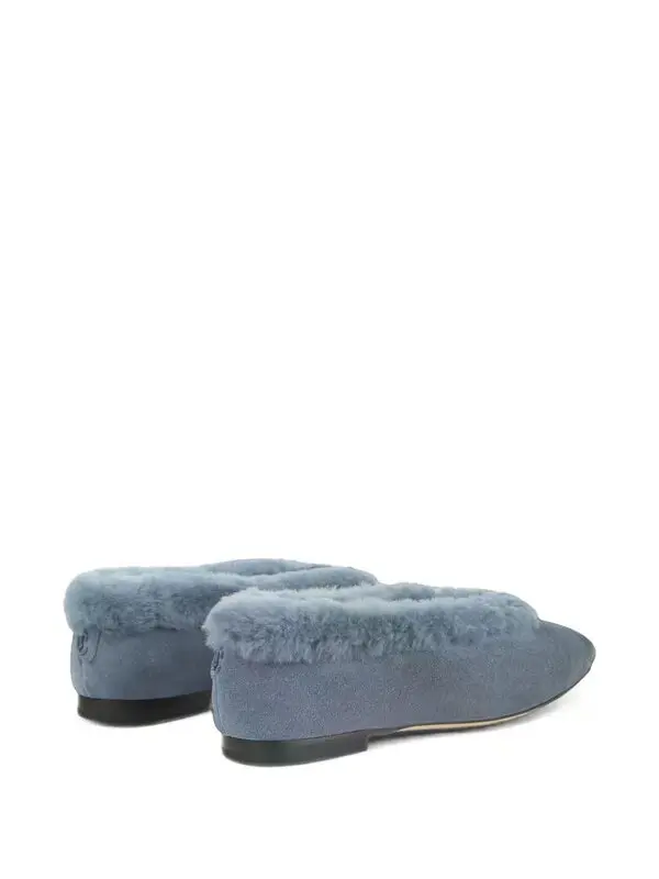 JIMMY CHOO Shearling-trim Suede Ballet Flats