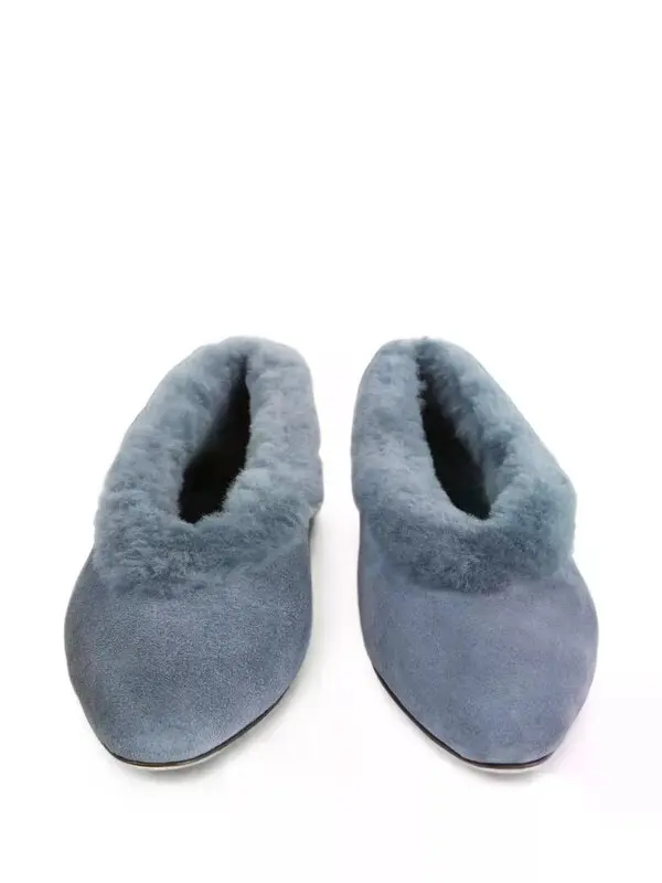JIMMY CHOO Shearling-trim Suede Ballet Flats