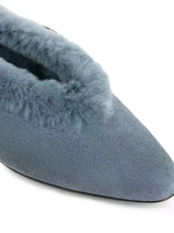 JIMMY CHOO Shearling-trim Suede Ballet Flats
