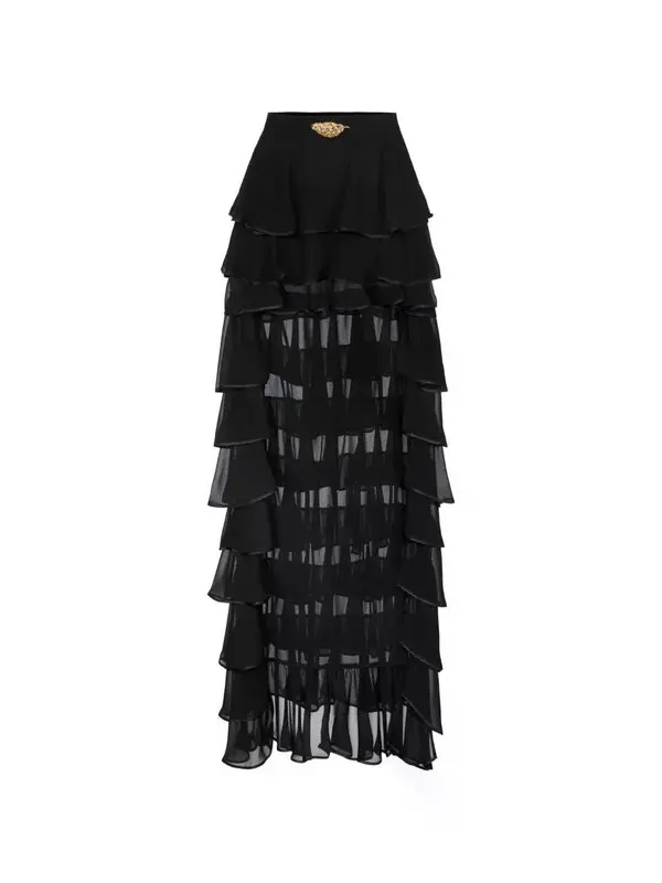 Elisabetta Franchi Skirt In Georgette Fabric With Flounces