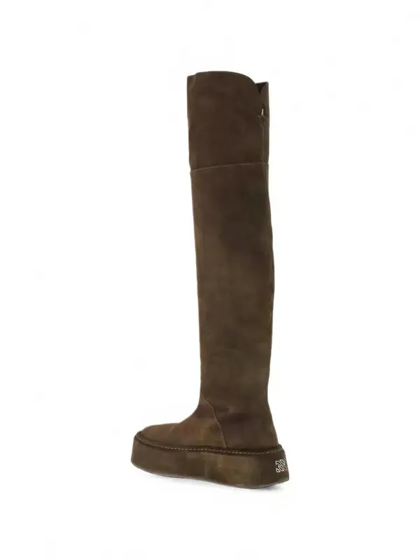 Casadei Round-toe Leather Over-the-knee Boots