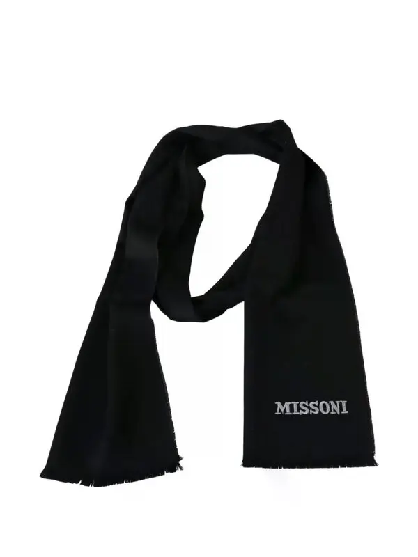 Missoni Logo-embroidered Fringed Scarf - Black