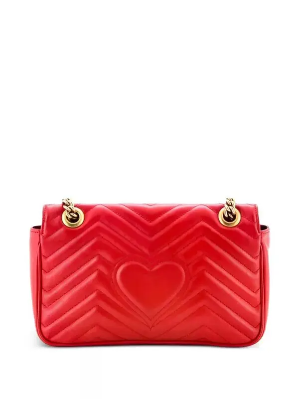 Gucci Gg Marmont Flap Bag Matelasse Leather Small Crossbody Bag - Red