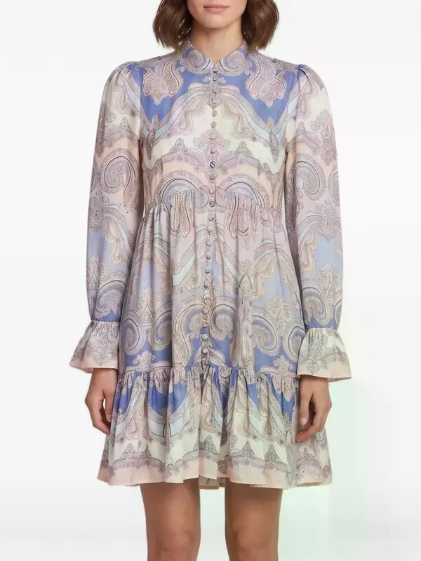 Zimmermann Maxine Paisley-print Mini Dress - Blue