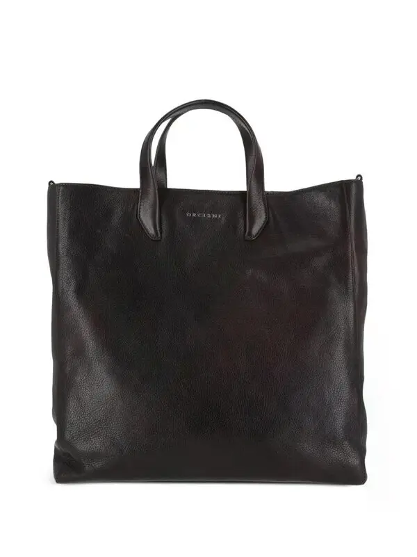 Orciani Work Lagoon Leather Tote Bag - Brown