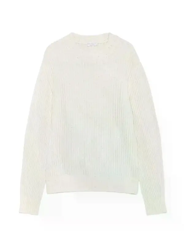 Brunello Cucinelli Sequin-embellished Ribbed-knit Sweater