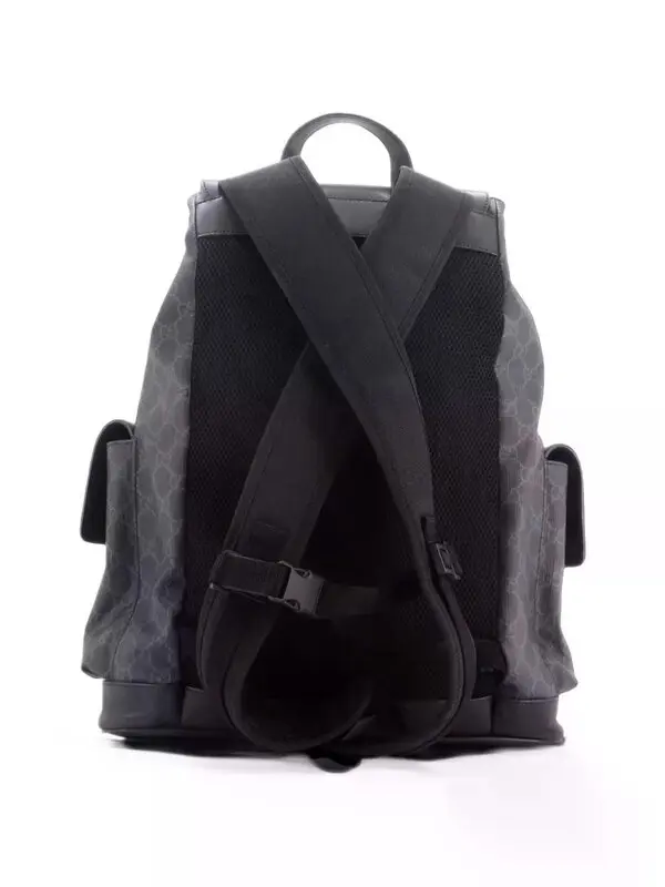 Gucci Double Pocket Buckle Gg Coated Canvas Large Backpack