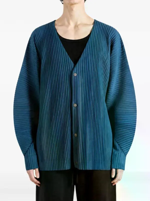 Issey Miyake Plissé-effect V-neck Cardigan