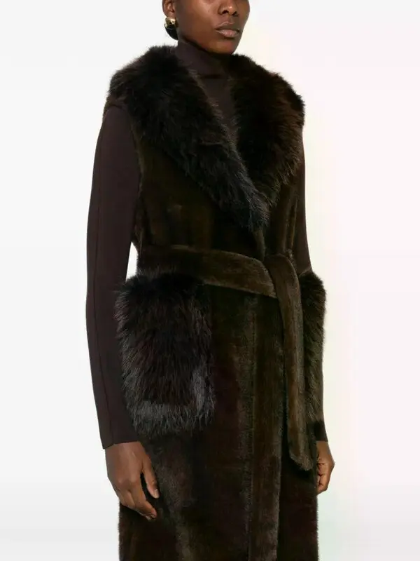CENERE GB Faux-fur Belted Coat