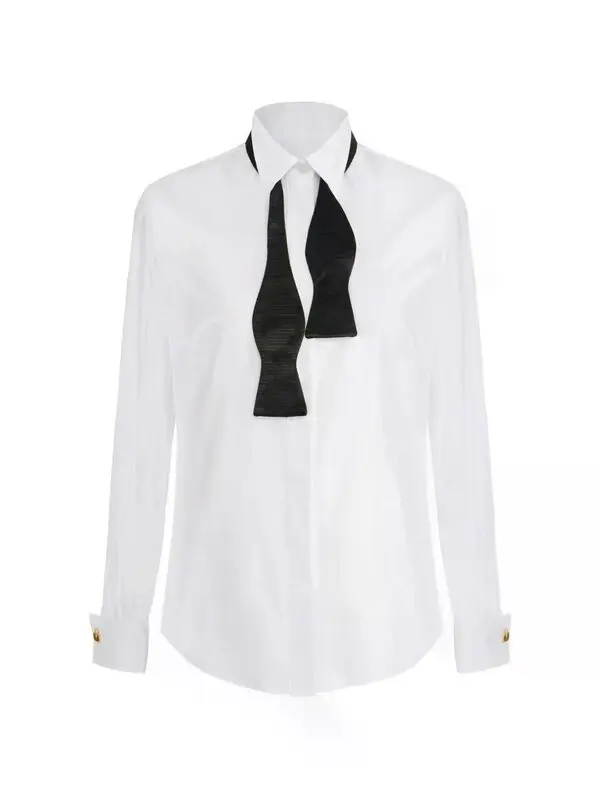 Elisabetta Franchi Cotton Shirt With Bow Tie