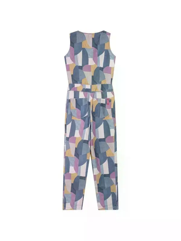 FAVORITE PEOPLE Ice Cream Geometric-pattern Sleeveless Jumpsuit - Blue