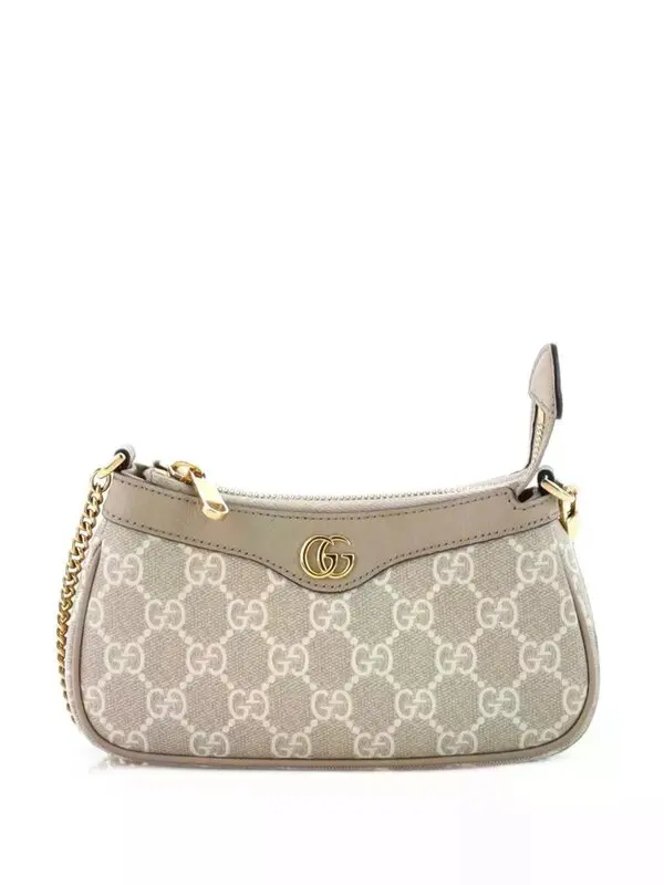 Gucci Ophidia Charm Shoulder Bag Gg Coated Canvas With Leather Mini Crossbody Bag - Brown